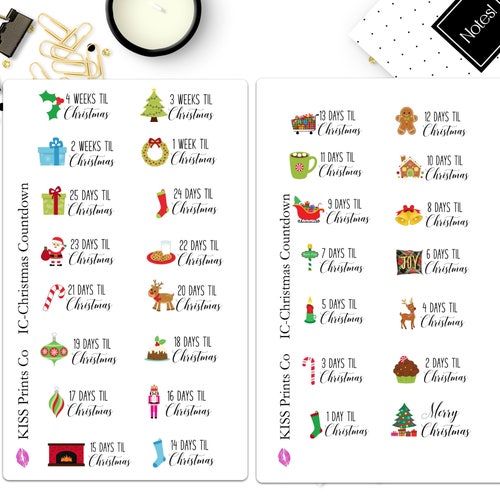 Chic Christmas Countdown Planner Stickers - Etsy