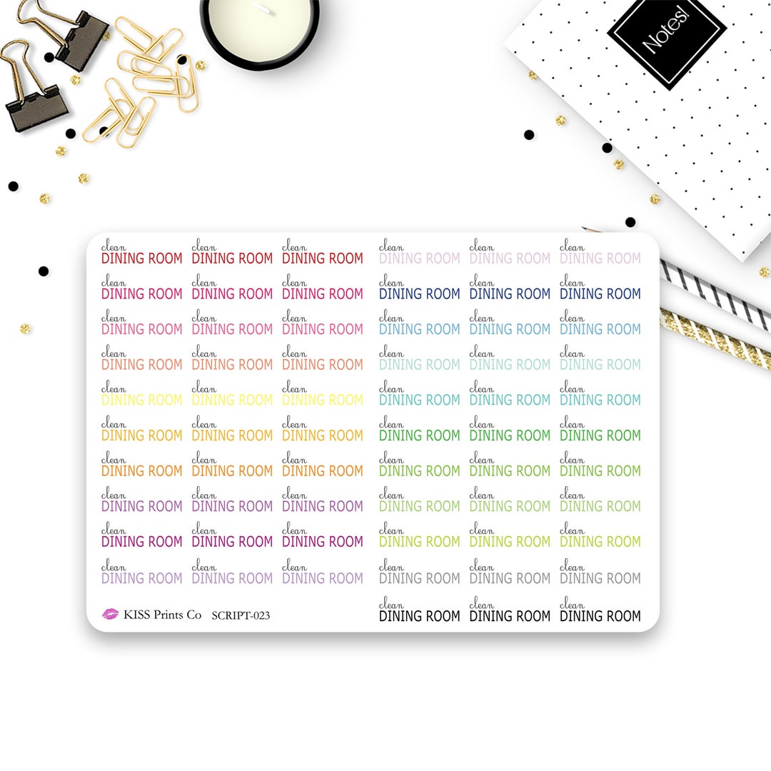 CLEAN DINING ROOM Script Stickers! Perfect for Your Planner or Journal ...