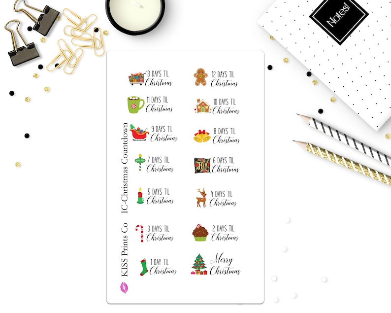 Christmas Countdown Stickers Perfect for your planner or | Etsy