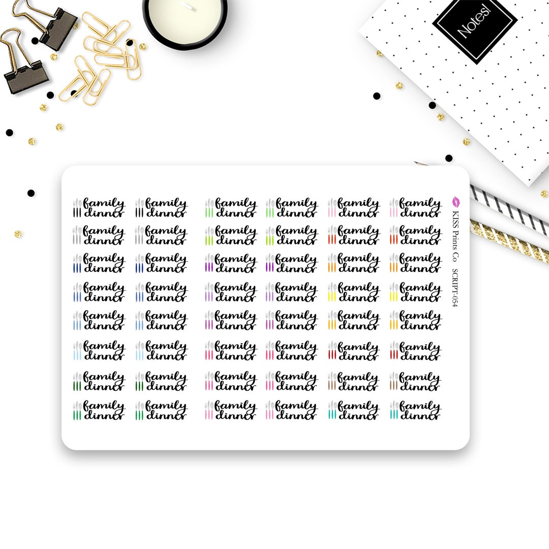 FAMILY DINNER Script Stickers! Perfect for Your Planner or Journal ...