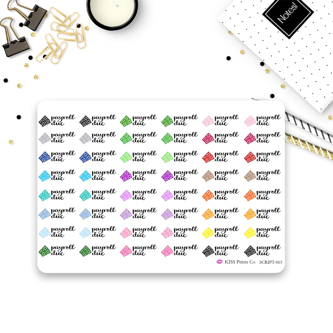 PAYROLL DUE Script Stickers! Perfect for Your Planner or Journal ...