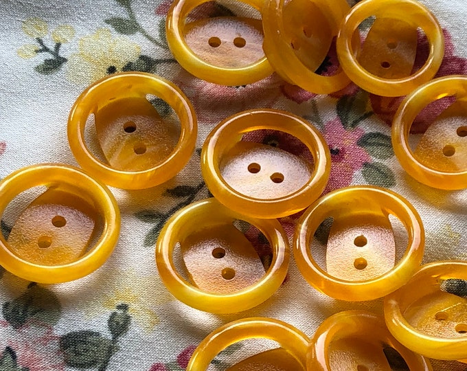 Set of 4 Vintage Gold Yellow Buttons - Sewing Notions - Vintage Sewist ...