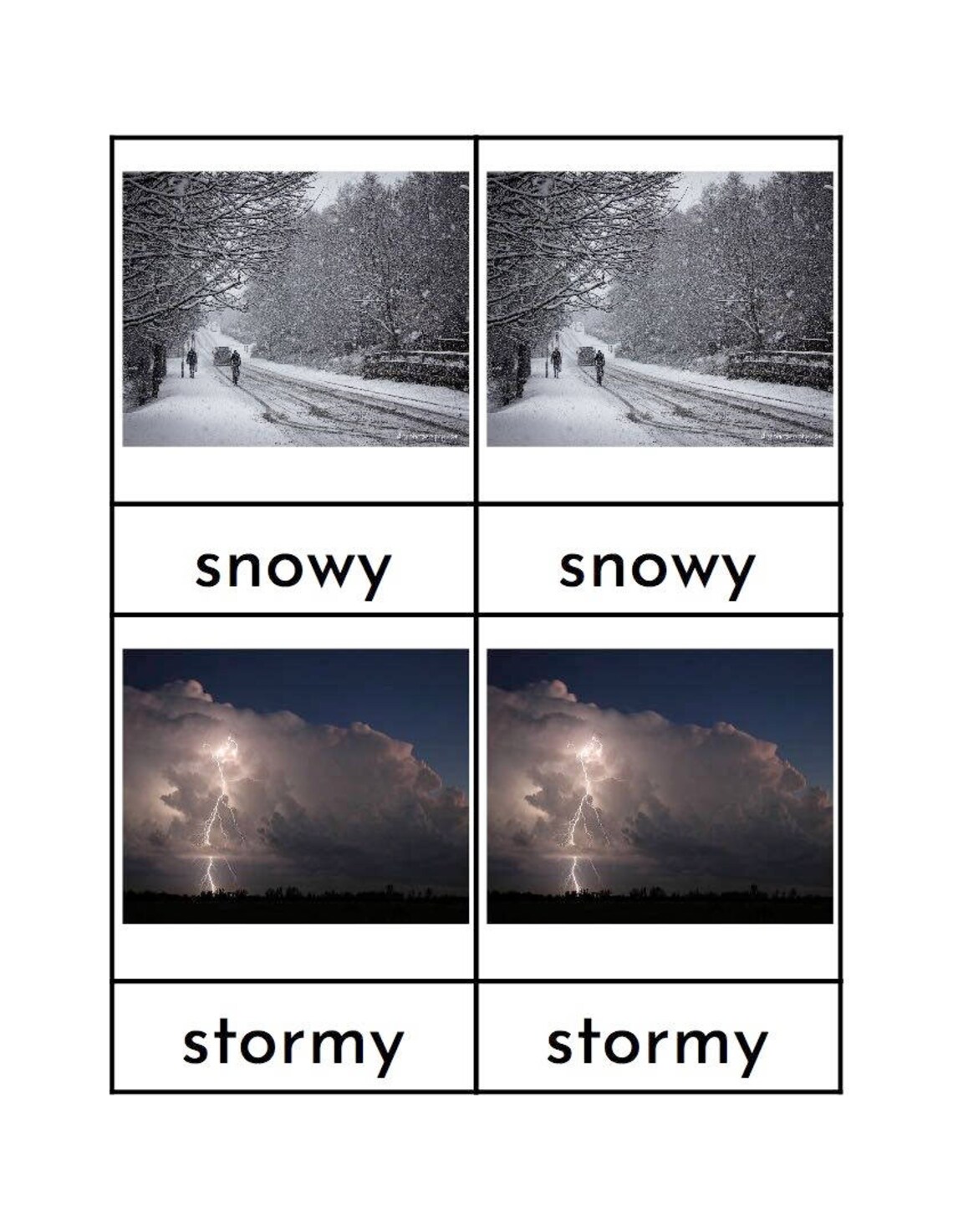 Weather Montessori Three Part Cards | Etsy