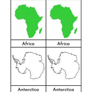 Montessori Seven Continents Three Part Cards - Etsy