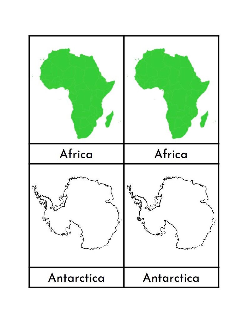 Montessori Seven Continents Three Part Cards - Etsy