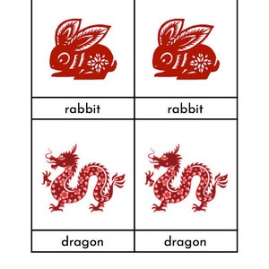 Chinese Zodiac Montessori Three Part Cards - Etsy