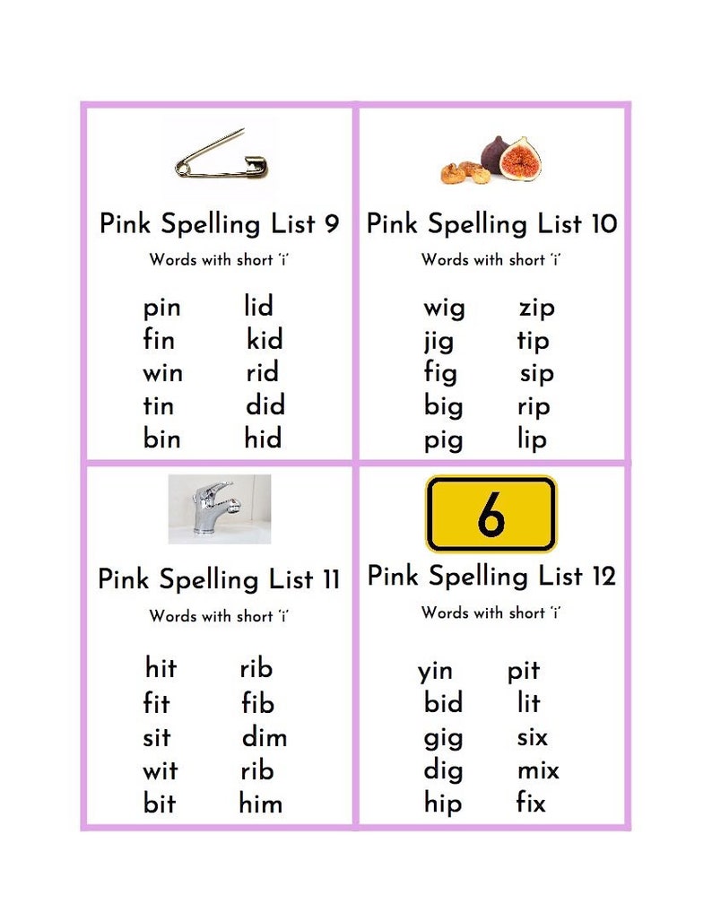 Pink Language Series Montessori Spelling List Set - Etsy