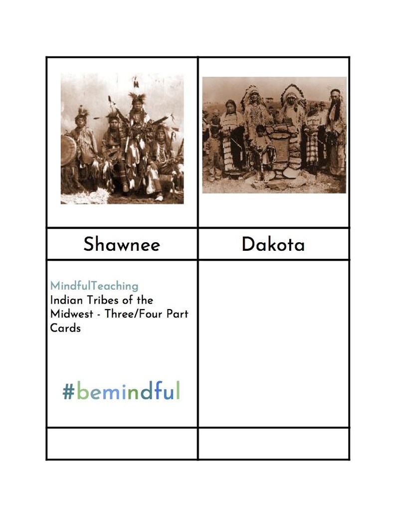 Montessori Native American Tribes of the Midwest Three/four Part Cards ...