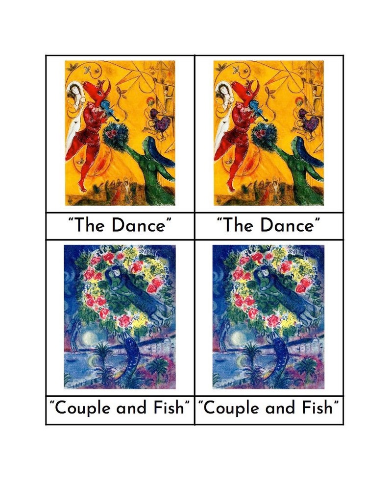 Marc Chagall Montessori Three Part Cards and Artist Bio - Etsy