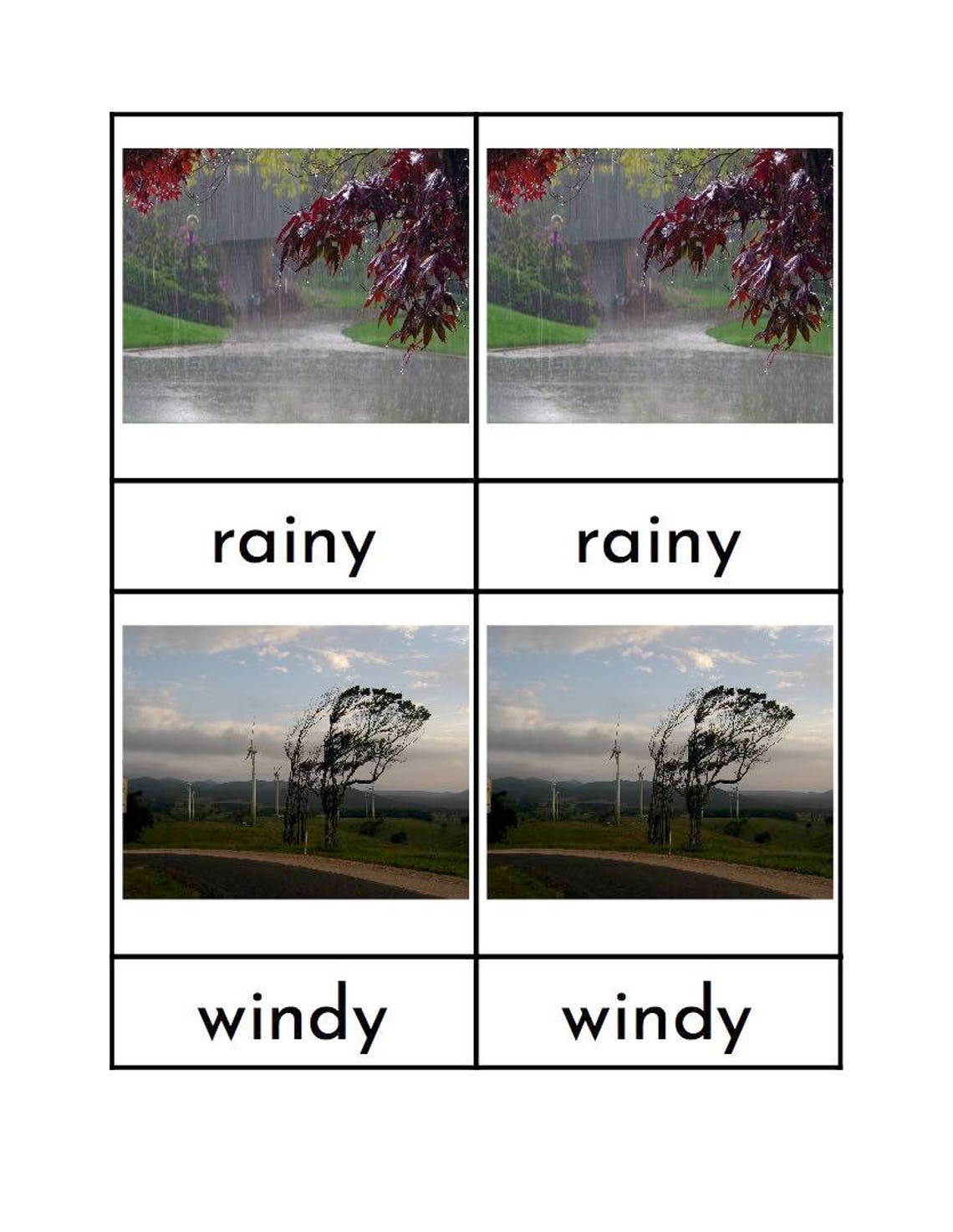 Weather Montessori Three Part Cards | Etsy