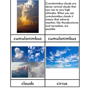Types of Clouds - Montessori Three/four Part Cards - Etsy