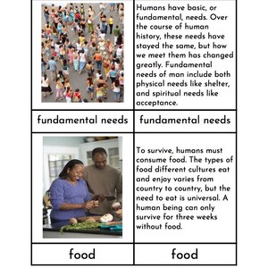 Montessori Fundamental Needs of Humans Three/four Part Cards - Etsy