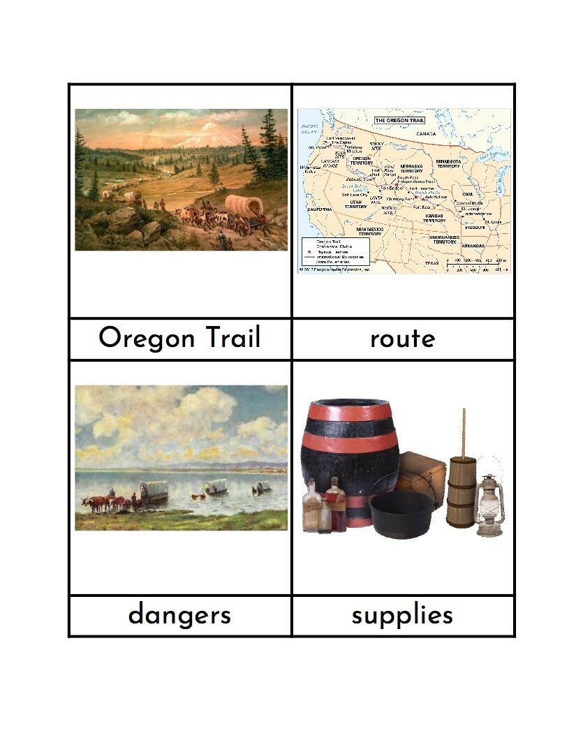 The Oregon Trail Montessori Three/four Part Cards - Etsy