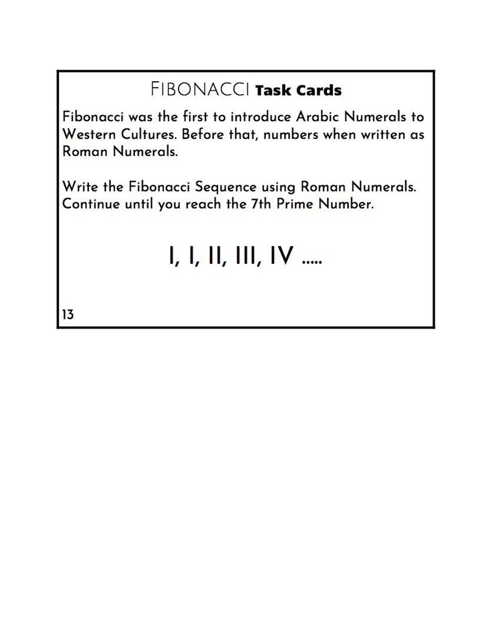 Fibonacci Task Cards - Etsy