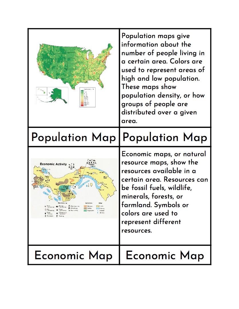 Montessori Types of Maps Three/four Part Cards - Etsy