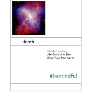 Life Cycle of a Star Montessori Three/four Part Cards - Etsy