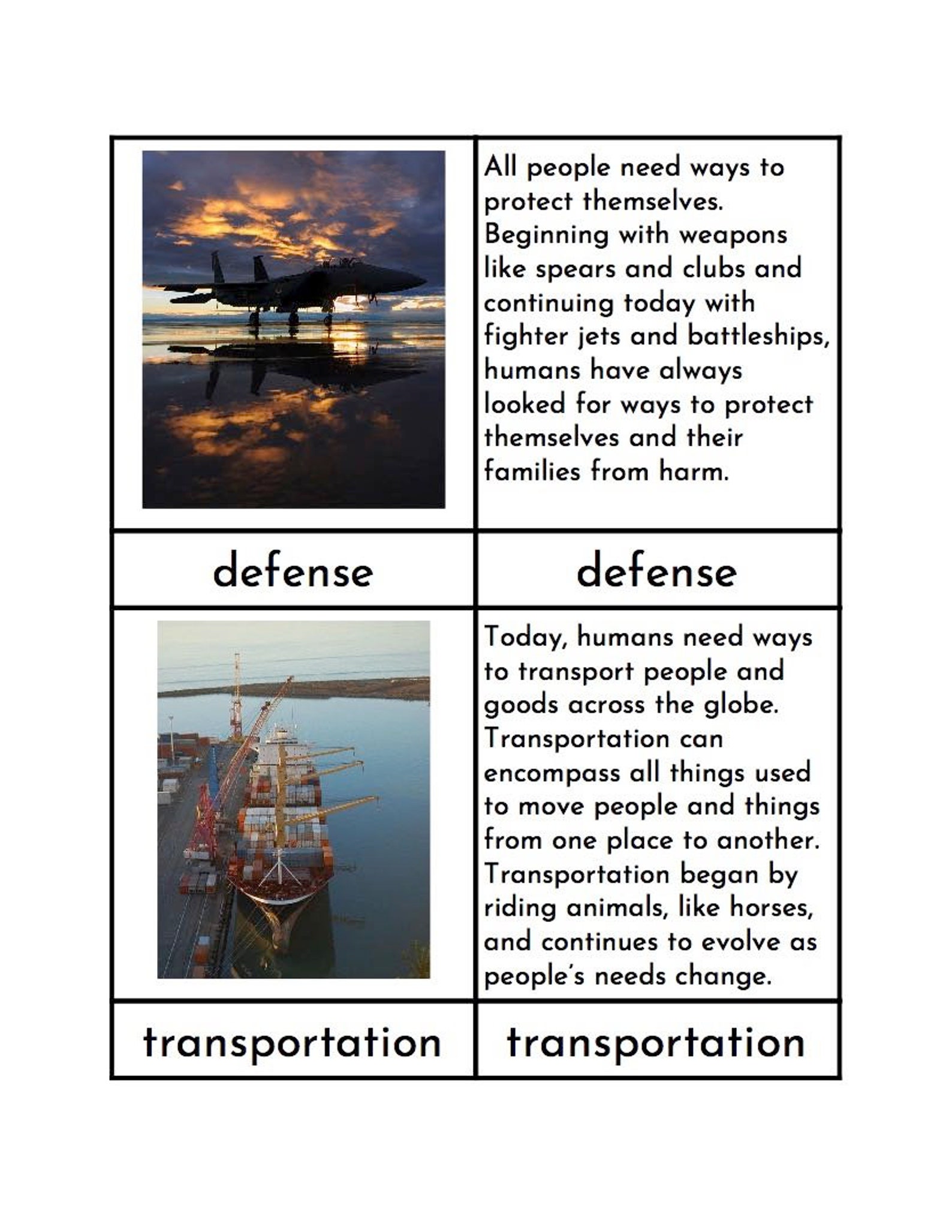 Montessori Fundamental Needs of Humans Three/four Part Cards - Etsy