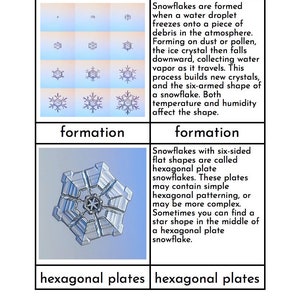 Formation and Types of Snowflakes - Montessori Three/four Part Cards - Etsy