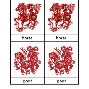 Chinese Zodiac Montessori Three Part Cards - Etsy