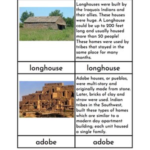 Montessori Native American Homes Three/Four Part Cards | Etsy