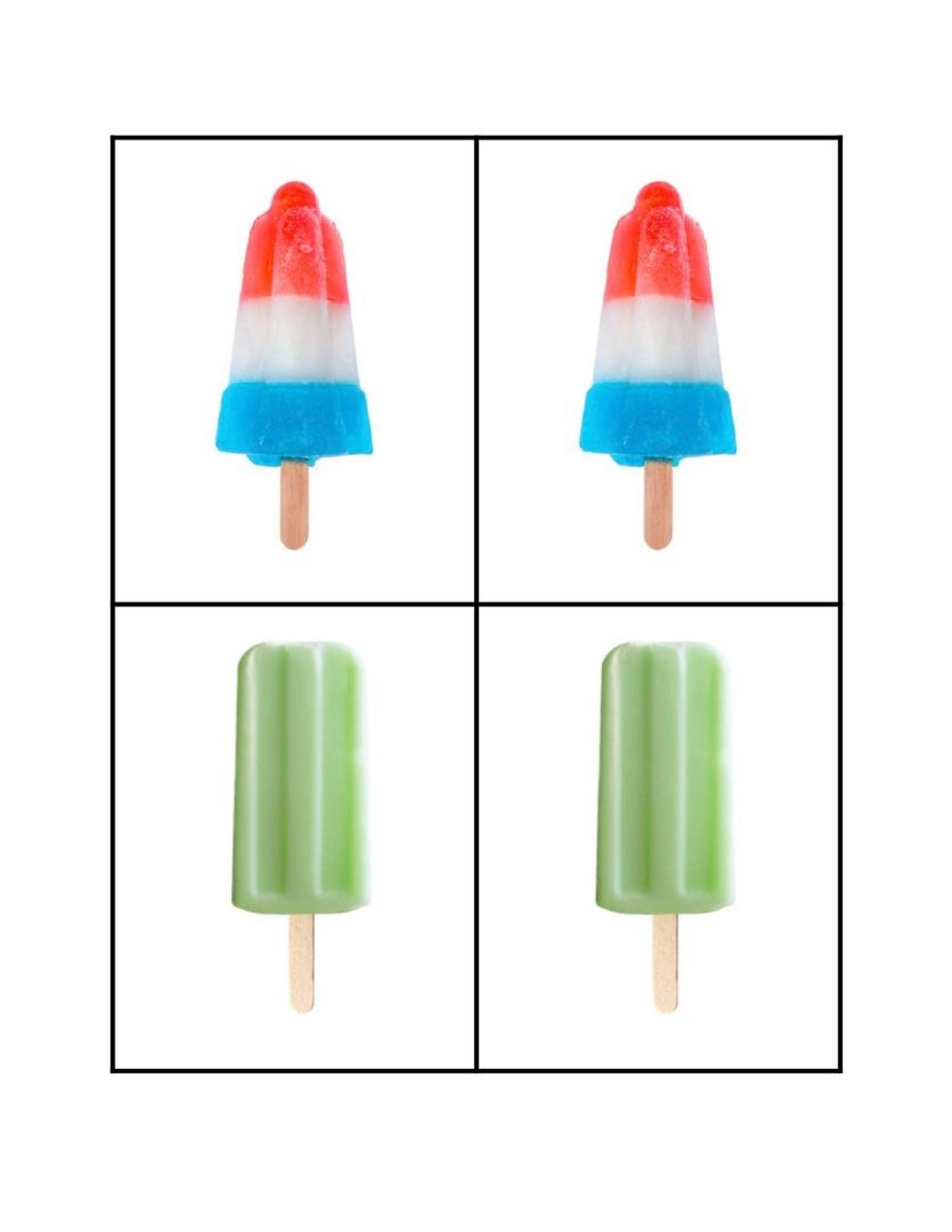 Popsicle Matching Cards - Etsy