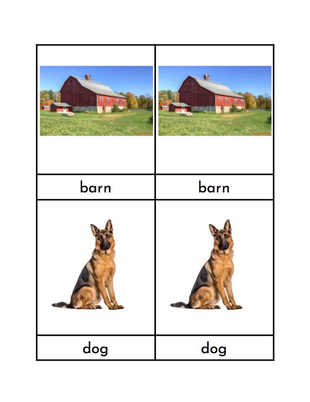 Farm Animals Three Part Cards - Etsy