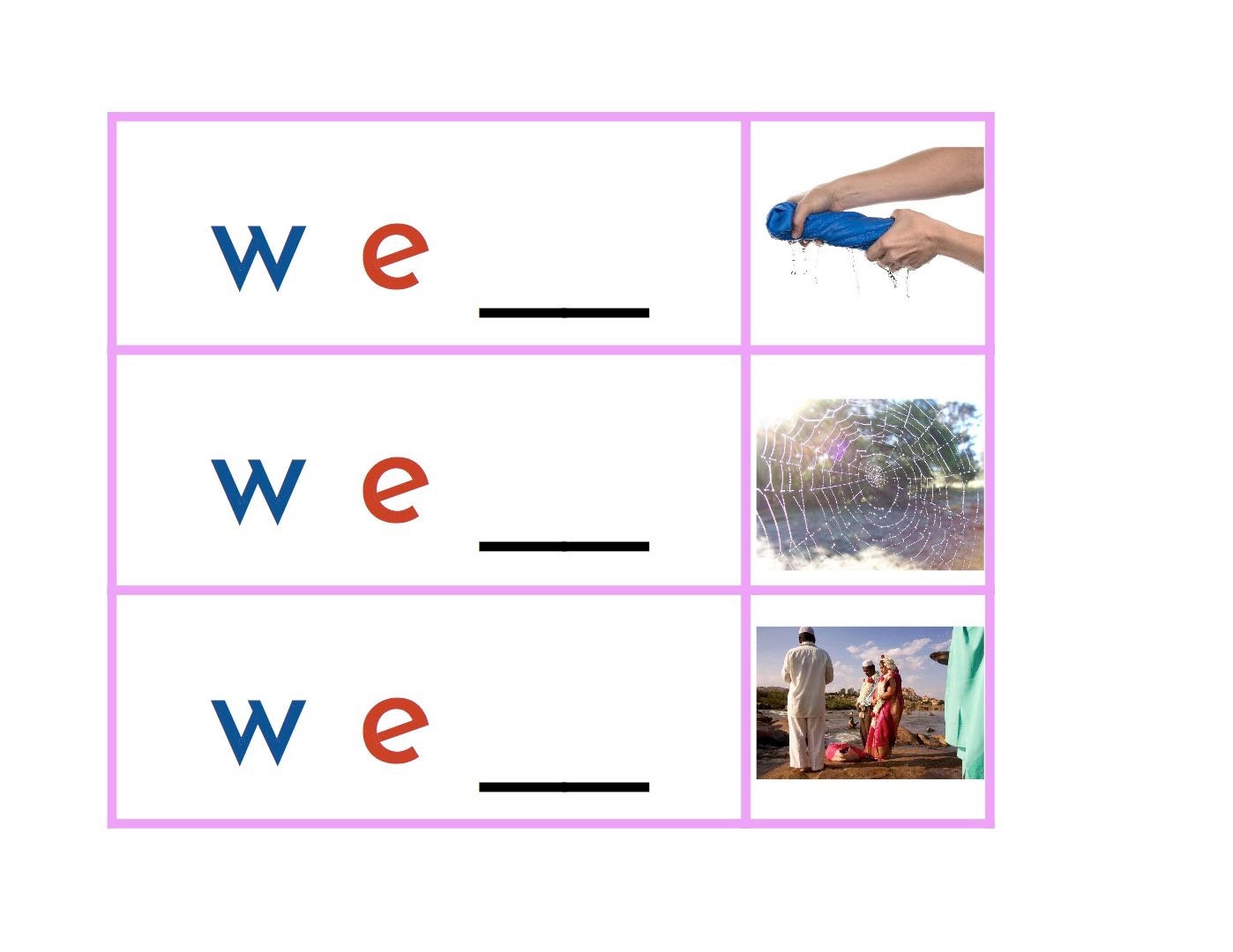 Montessori Word Building Pink Ending Sounds Match Words With Short 'e ...