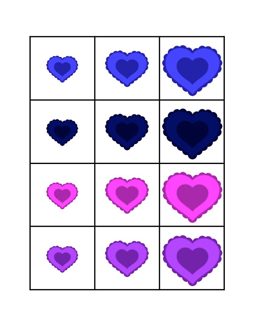 Hearts Size and Color Sorting - Etsy