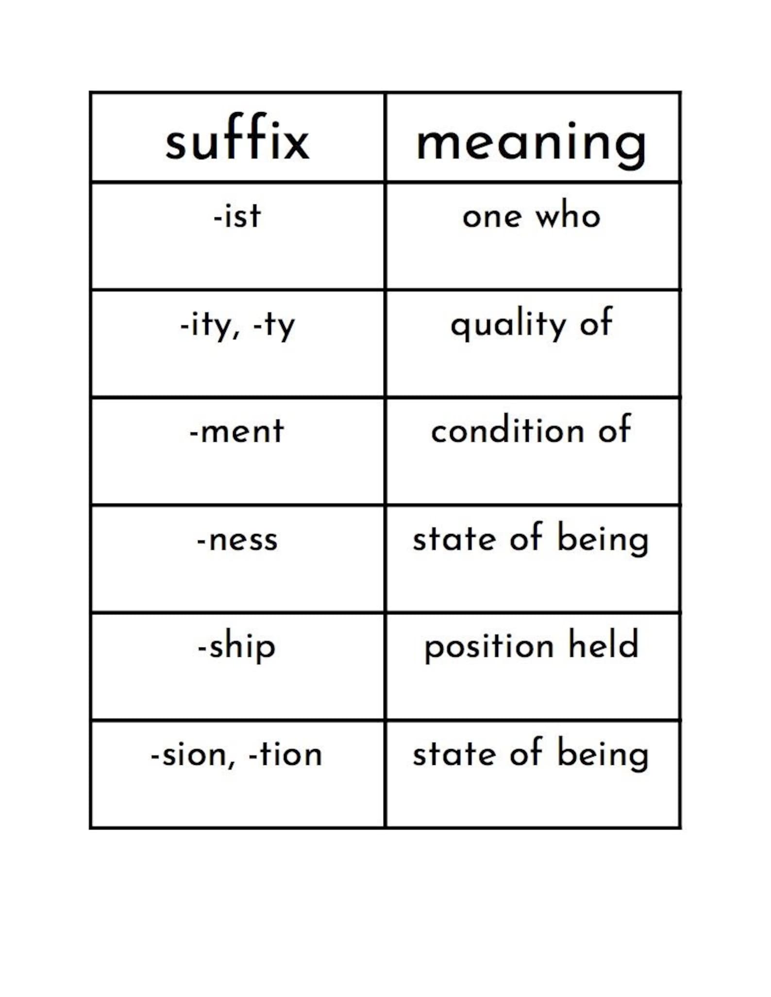 Montessori Suffix Matching Cards - Etsy