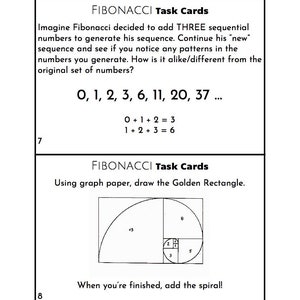 Fibonacci Task Cards - Etsy