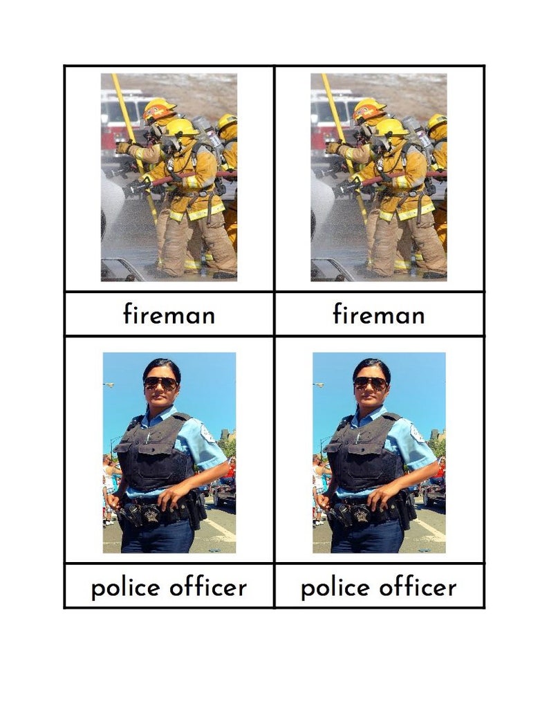 Montessori Occupations Three Part Cards - Etsy