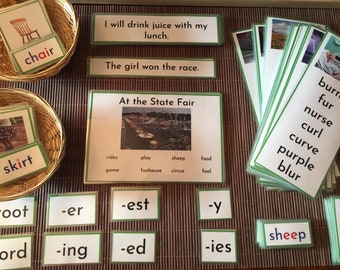 Montessori Green Series Language Cards Learn to Read Long - Etsy
