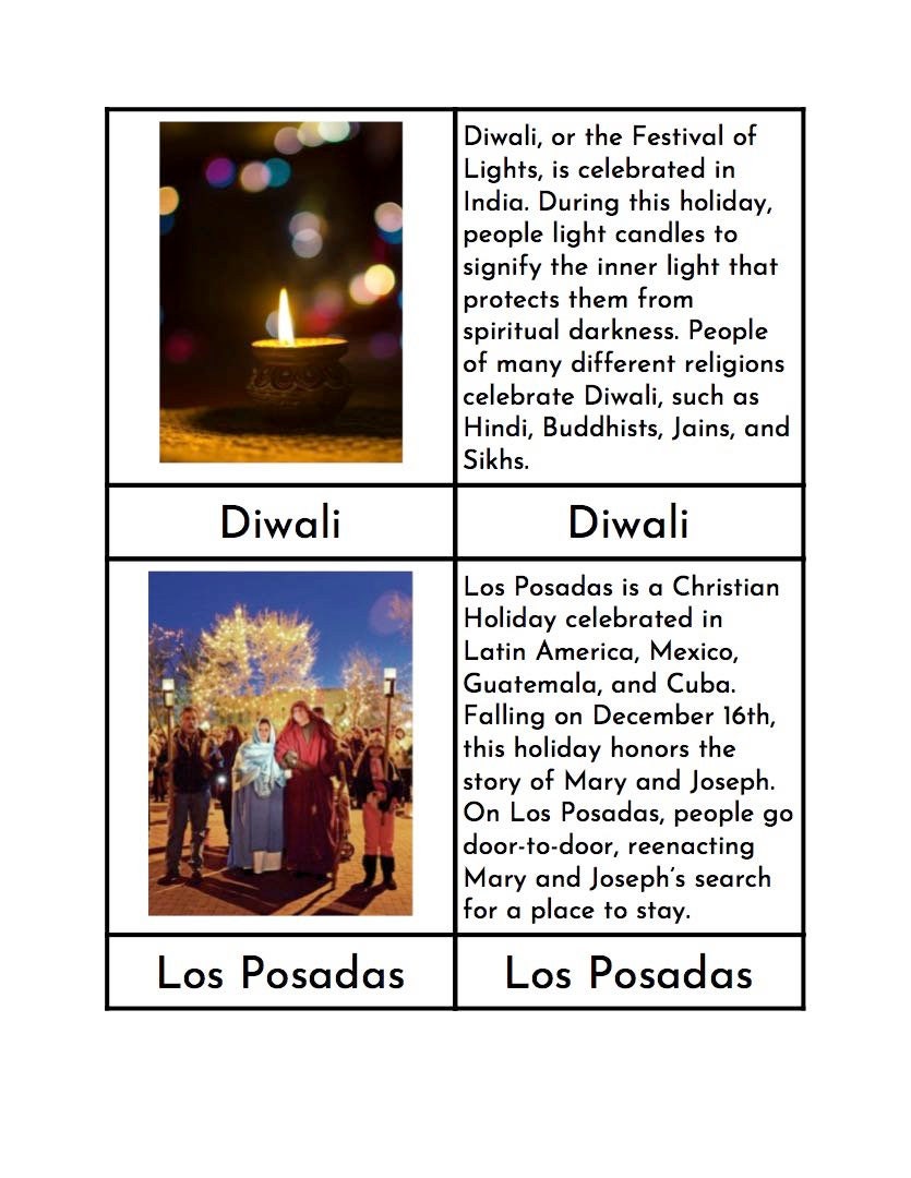 Winter Holidays Montessori Three/four Part Cards - Etsy