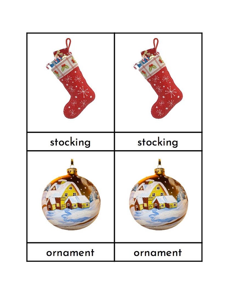 Christmas Montessori Three Part Cards - Etsy