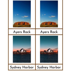 Beautiful Places on Earth australia Montessori Three Part Cards - Etsy