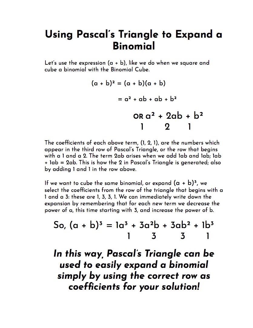 Pascal's Triangle Puzzle and Informational Sheets - Etsy