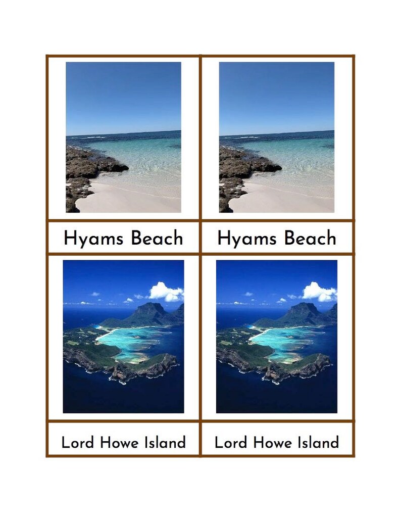 Beautiful Places on Earth australia Montessori Three Part Cards - Etsy