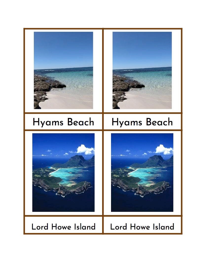 Beautiful Places on Earth australia Montessori Three Part Cards - Etsy