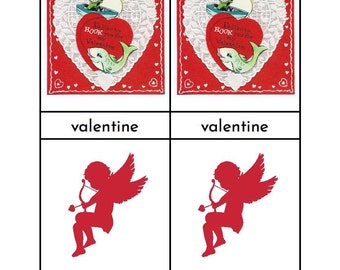 Valentine's Day 3 Part Cards Watercolor Pictures Montessori Cards ...