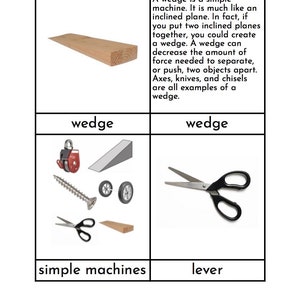 Simple Machines Montessori Three/Four Part Cards | Etsy