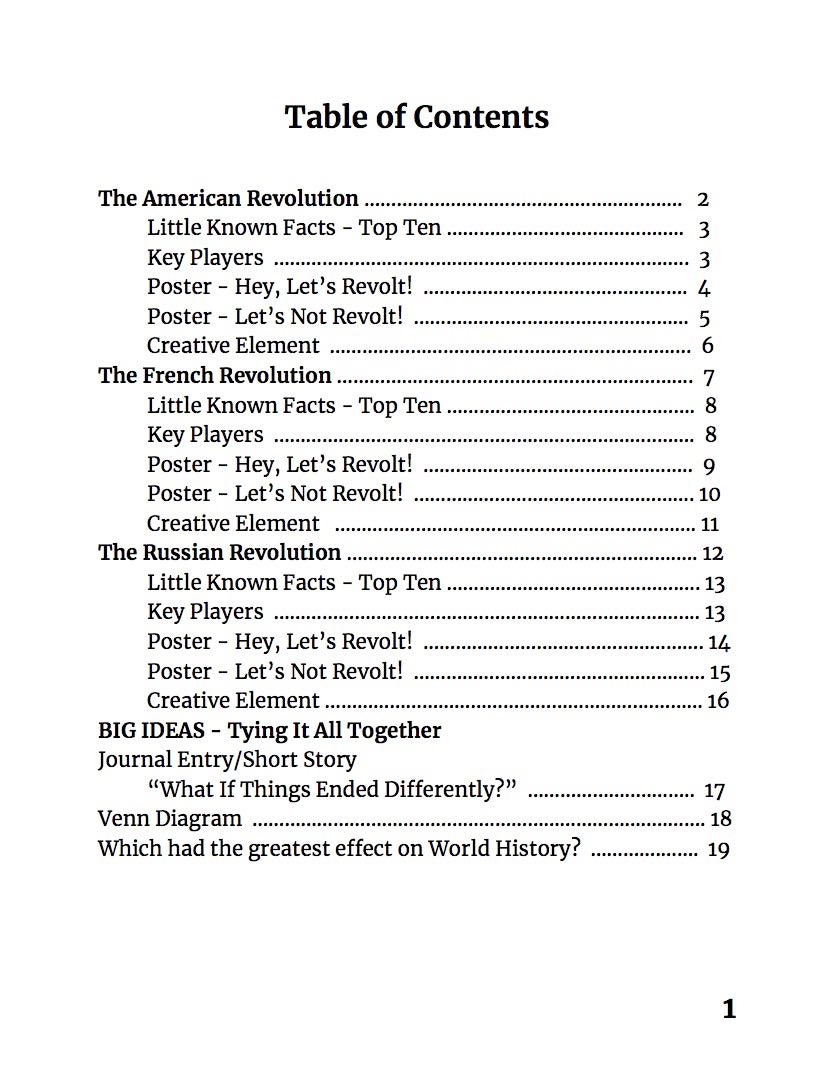 Revolution Booklet Product-based Learning Packet - Etsy