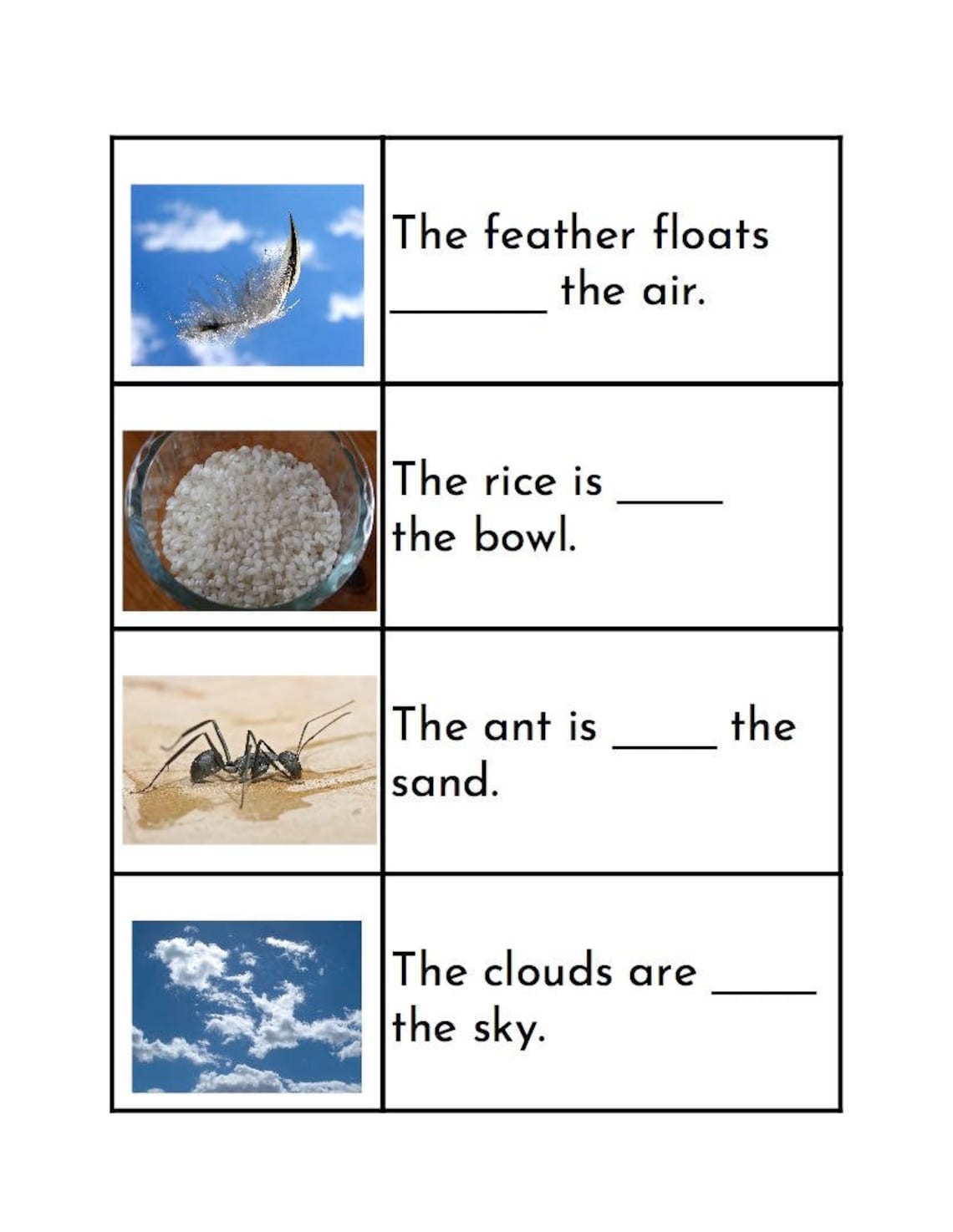 Montessori Prepositions Work on & In - Etsy