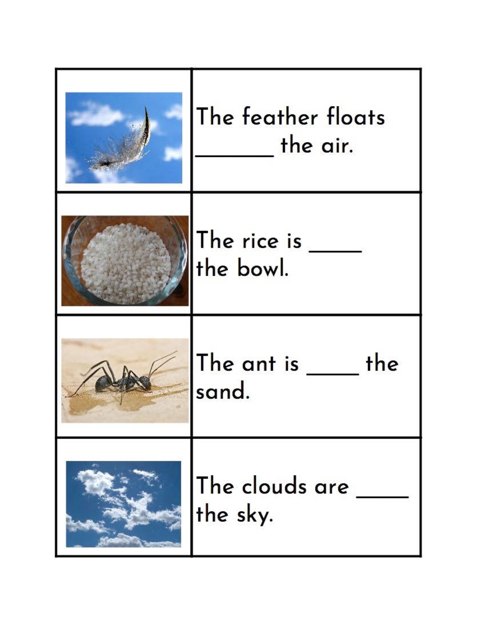 Montessori Prepositions Work on & In - Etsy