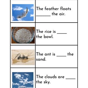 Montessori Prepositions Work on & In - Etsy