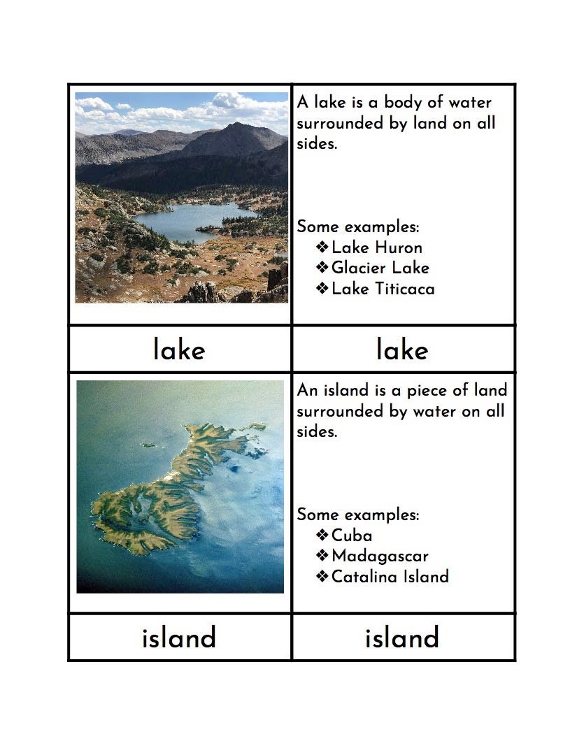 Montessori Land and Water Forms Three/four Part Cards - Etsy