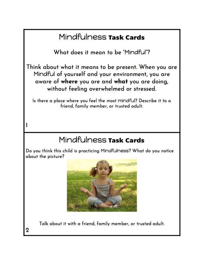 Montessori Mindfulness Task Cards - Etsy