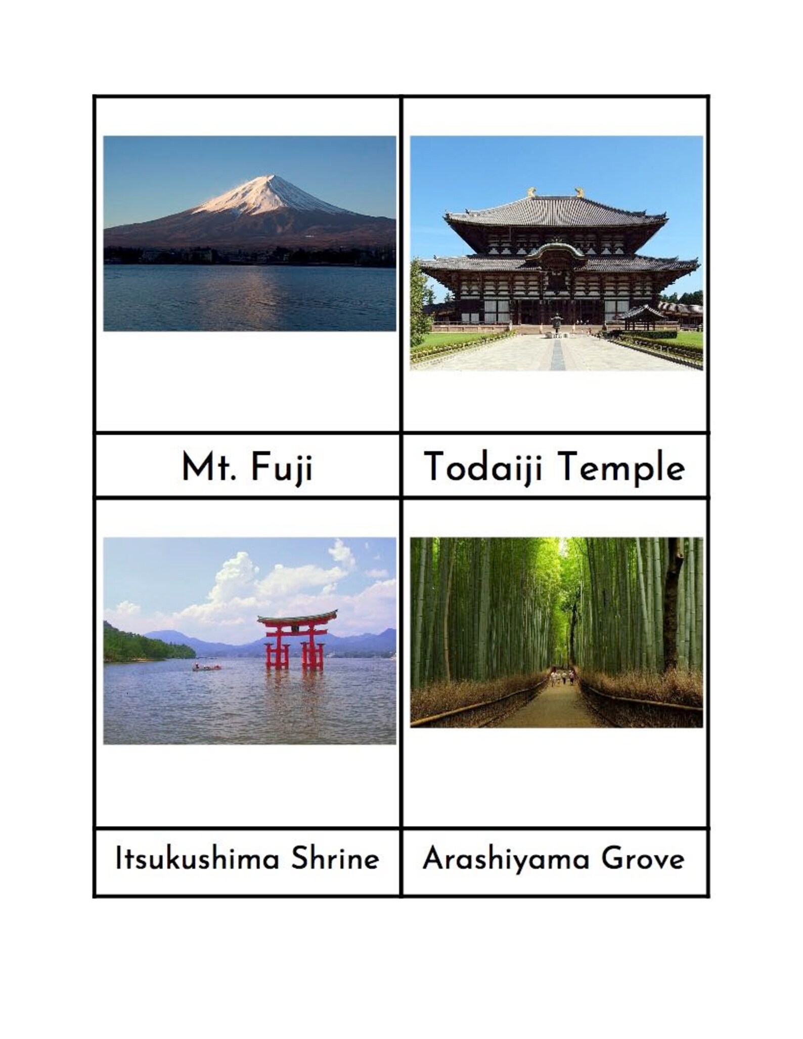 Historical Sites of Japan Montessori Three/four Part Cards - Etsy