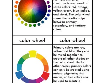 COLOR WHEEL THEORY Montessori Cards Flash Cards Three Part Cards ...