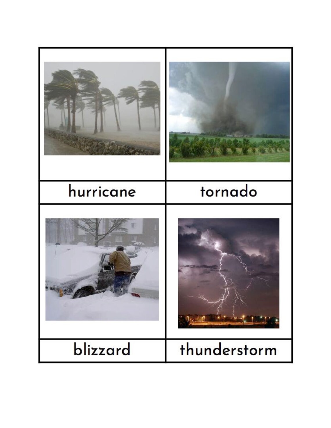 Extreme Weather Montessori Three/four Part Cards - Etsy