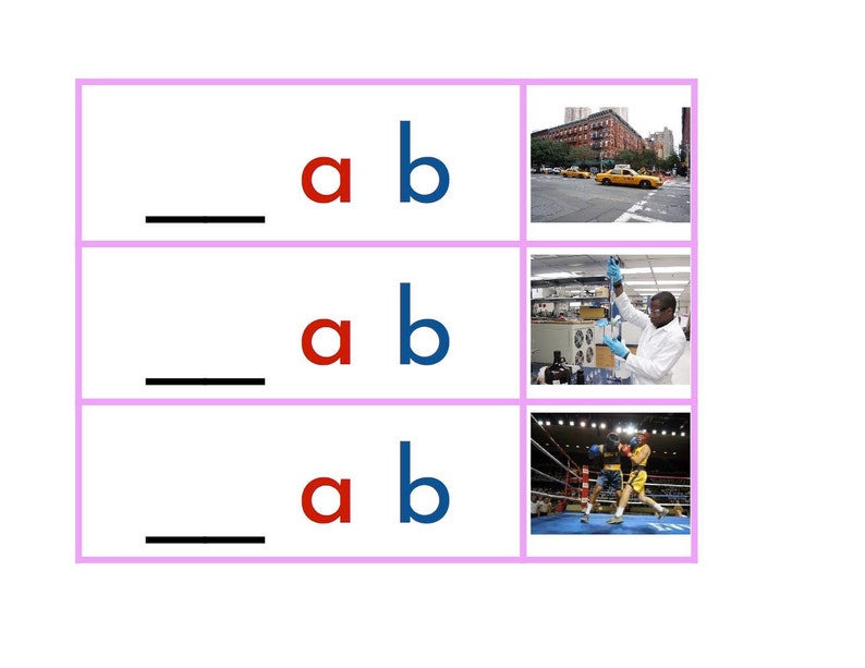 Montessori Word Building Pink Initial Sounds Match Words With Short 'a ...